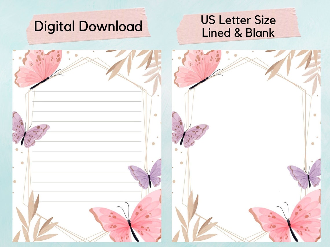 Butterfly Printable Writing Paper, Butterfly Letter Writing Paper ...