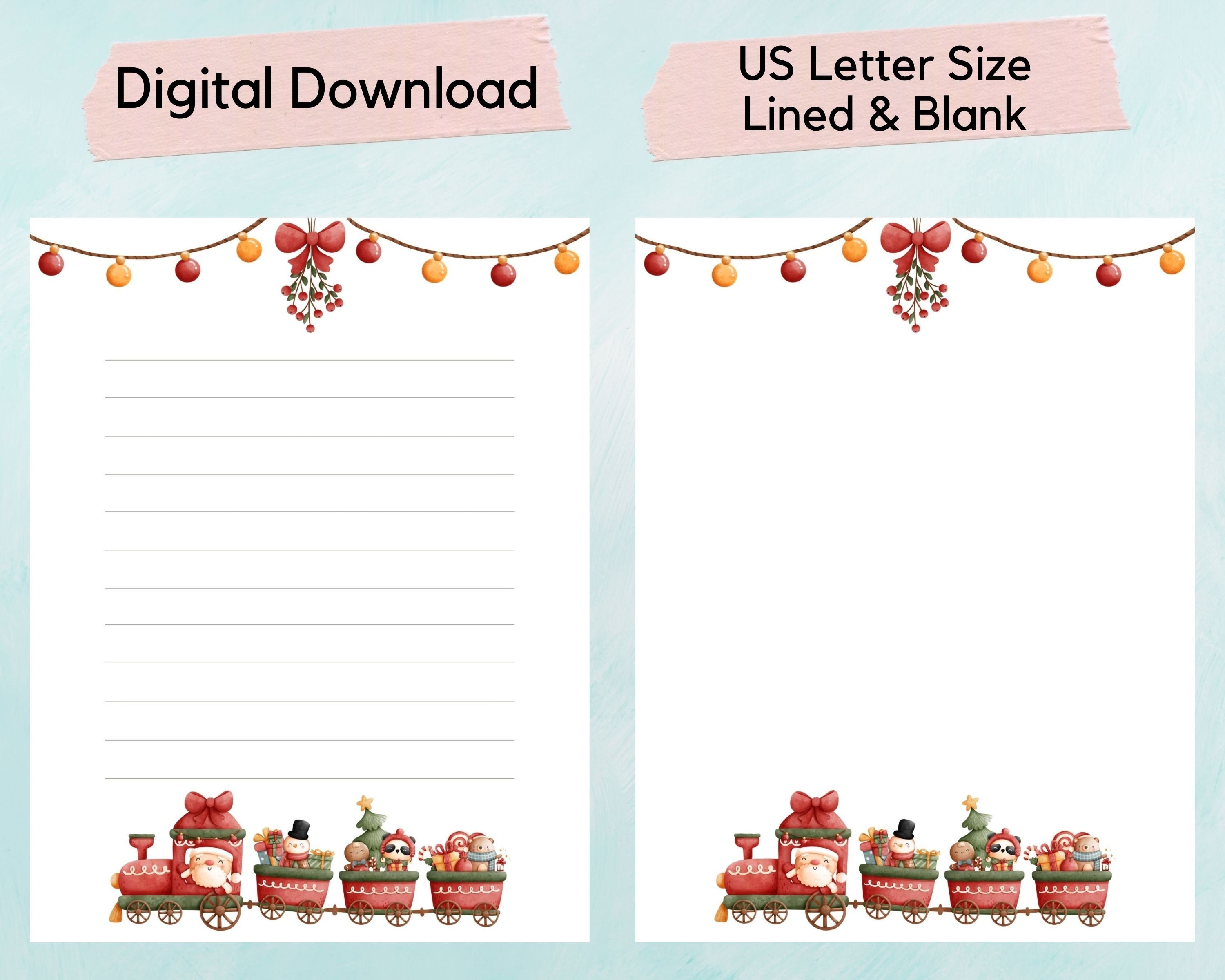 Christmas Printable Letter Paper, Santa Writing Paper, Christmas ...