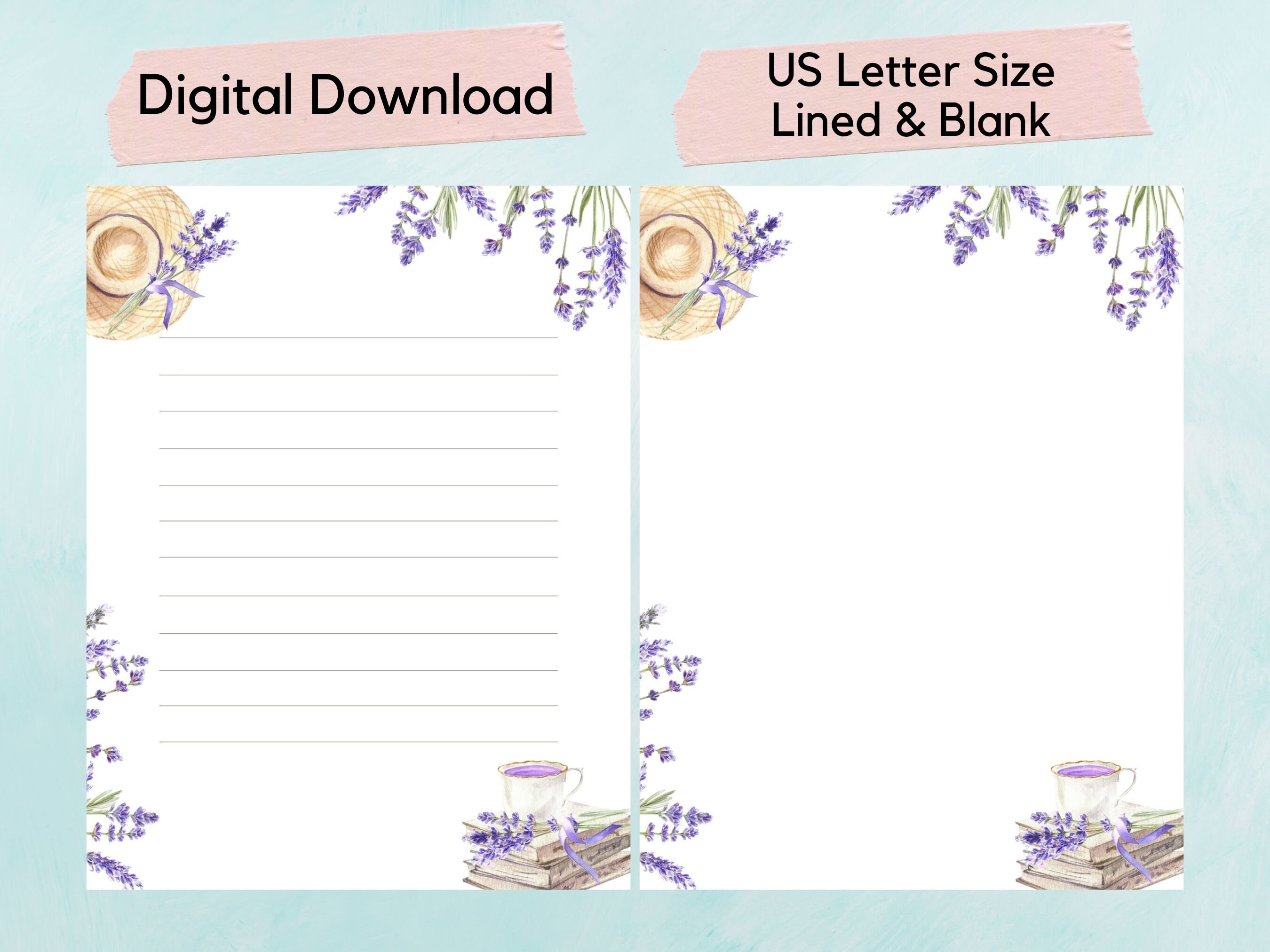 Printable Lavender Writing Paper, Lavender Letter Writing Paper, Floral ...