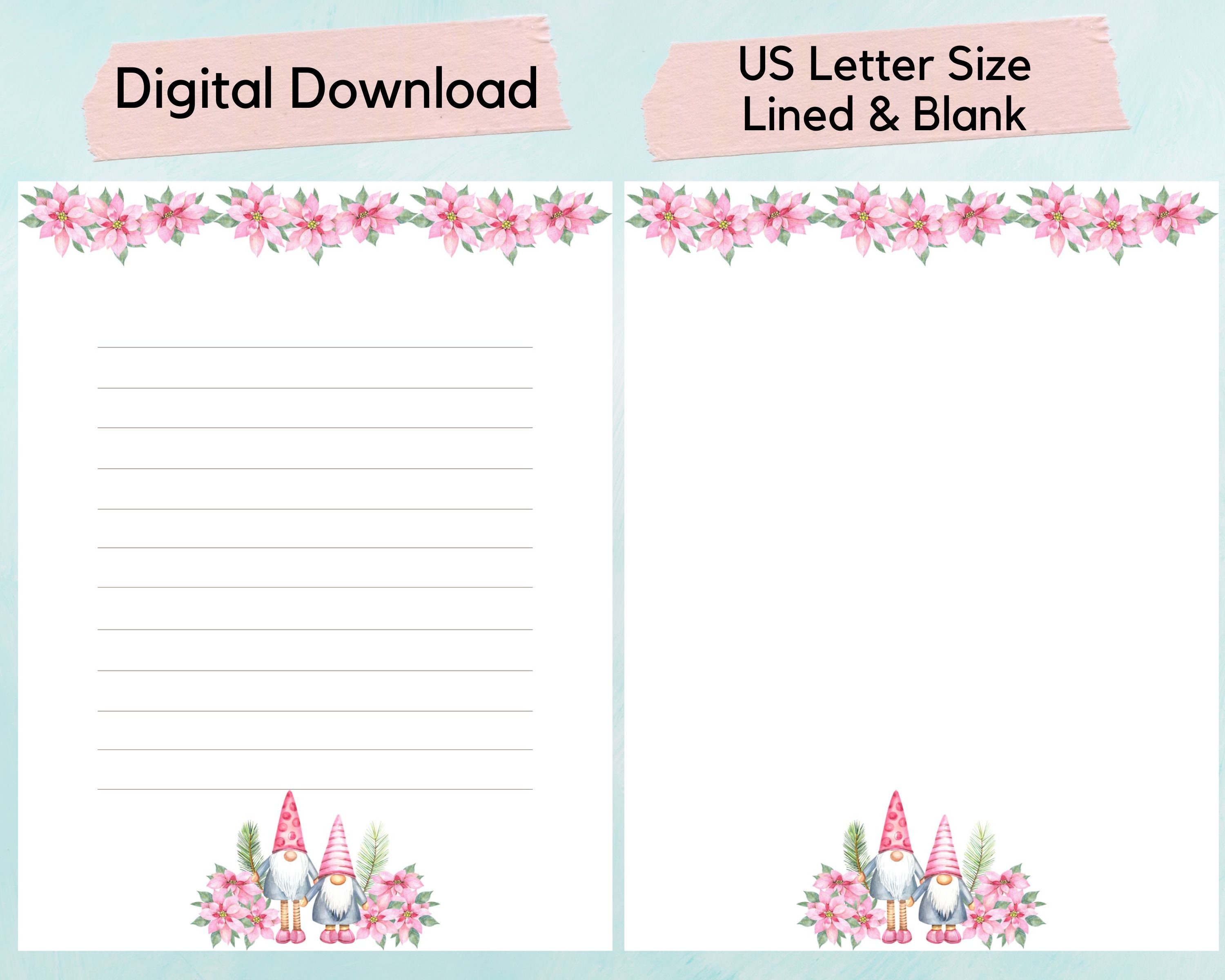 Christmas Gnome Letter Paper Printable, Gnome Writing Paper, Journal ...