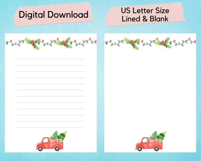 Christmas Printable Letter Paper, Christmas Tree, Christmas Truck ...