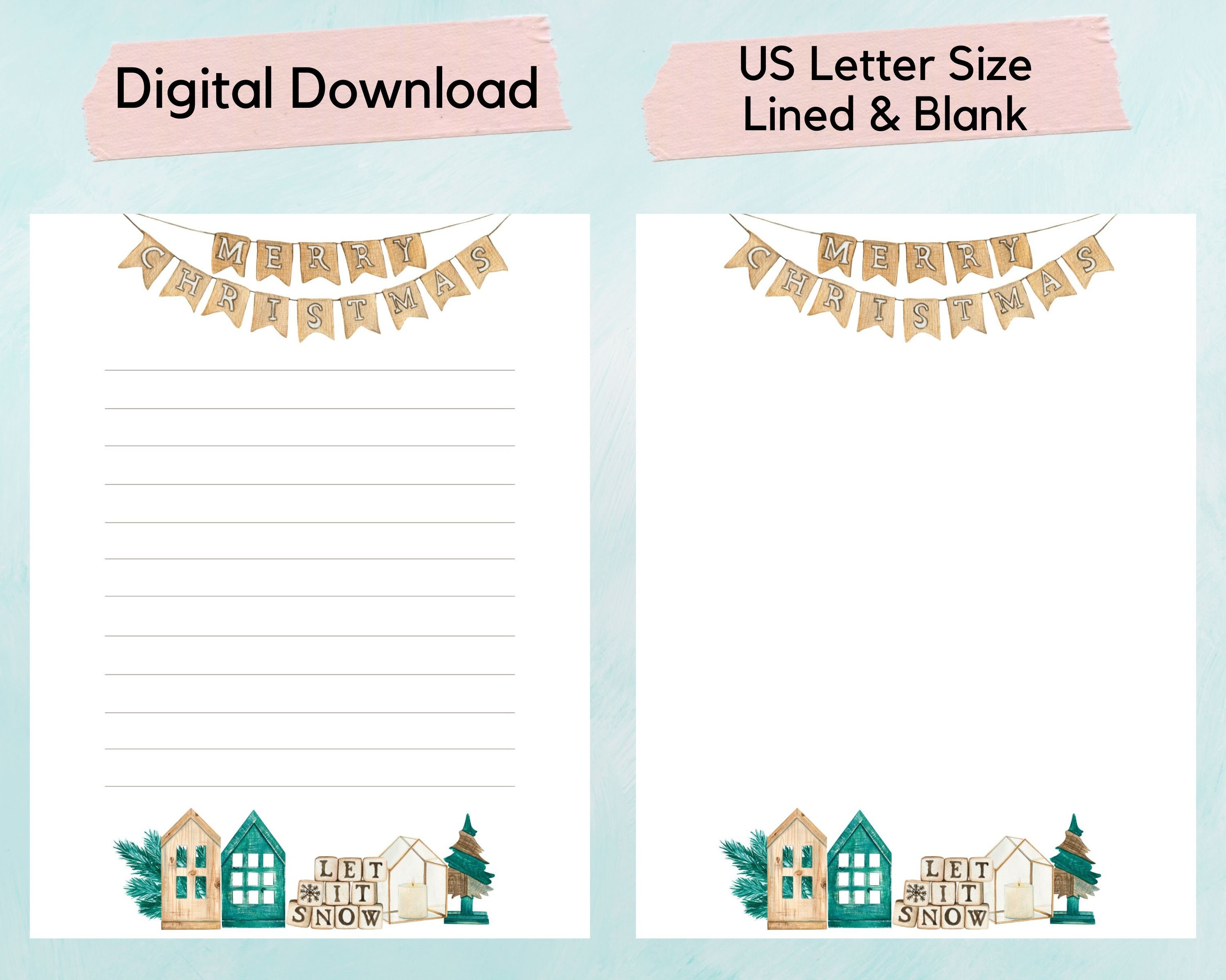 PRINTABLE Christmas Letter Paper, Scandinavian Writing Paper, Hygge ...