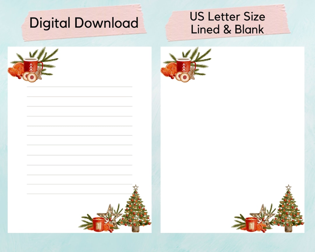 PRINTABLE Christmas Letter Paper, Christmas Decor Writing Paper ...