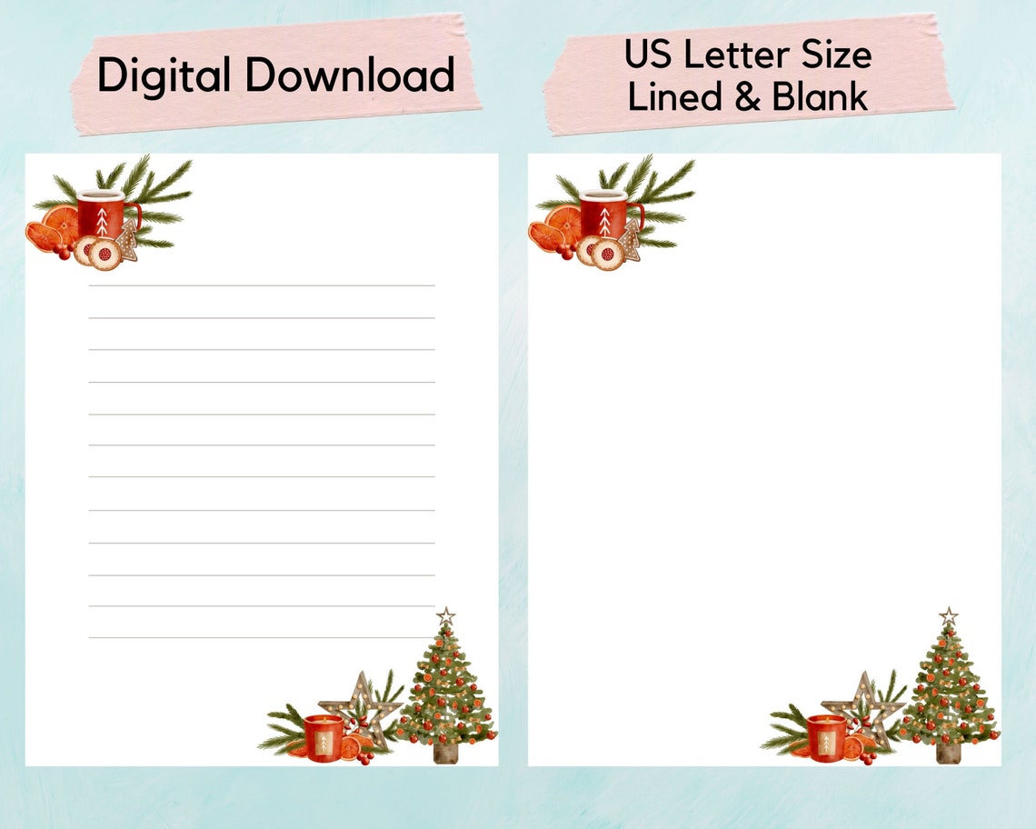 PRINTABLE Christmas Letter Paper, Christmas Decor Writing Paper ...