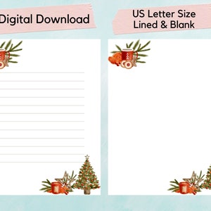 PRINTABLE Christmas Letter Paper, Christmas Decor Writing Paper ...