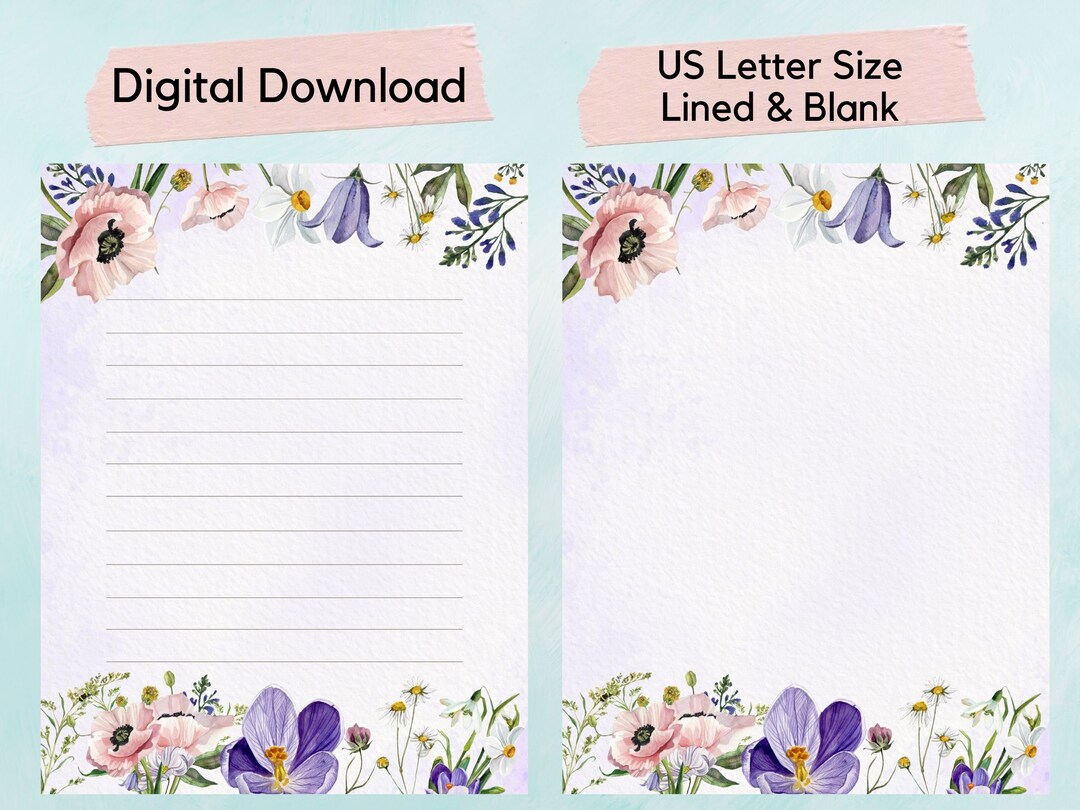 Printable Spring Floral Writing Paper, Wild Flower Letter Writing Paper ...