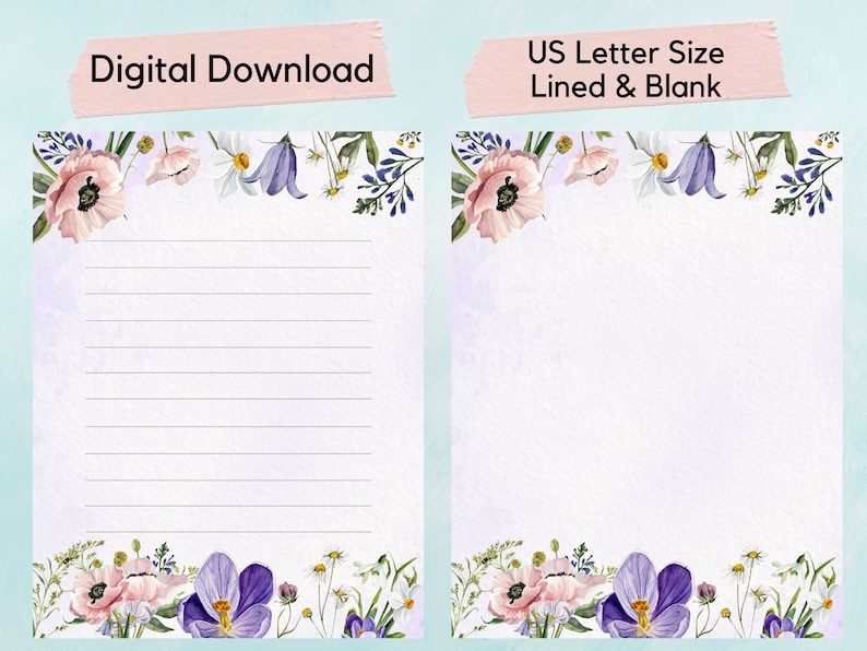 Printable Spring Floral Writing Paper, Wild Flower Letter Writing Paper ...