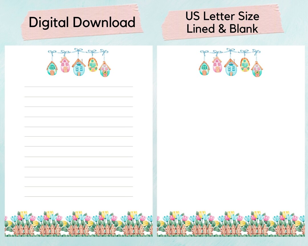 Cute Easter Egg House Printable Letter Paper, Easter Writing Paper ...