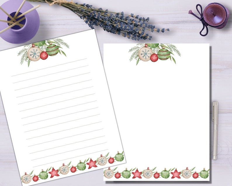 Christmas Letter Paper Printable, Holiday Writing Paper, Journal Page ...