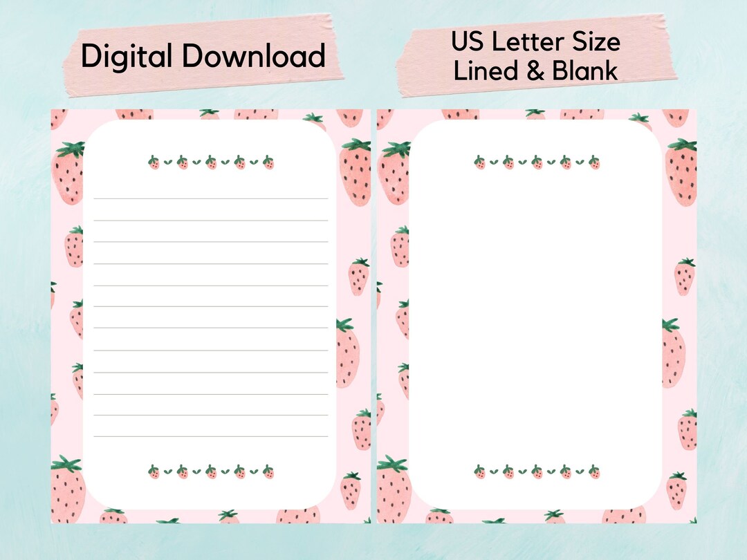 Printable Strawberry Writing Paper, Strawberry Letter Writing Kit ...