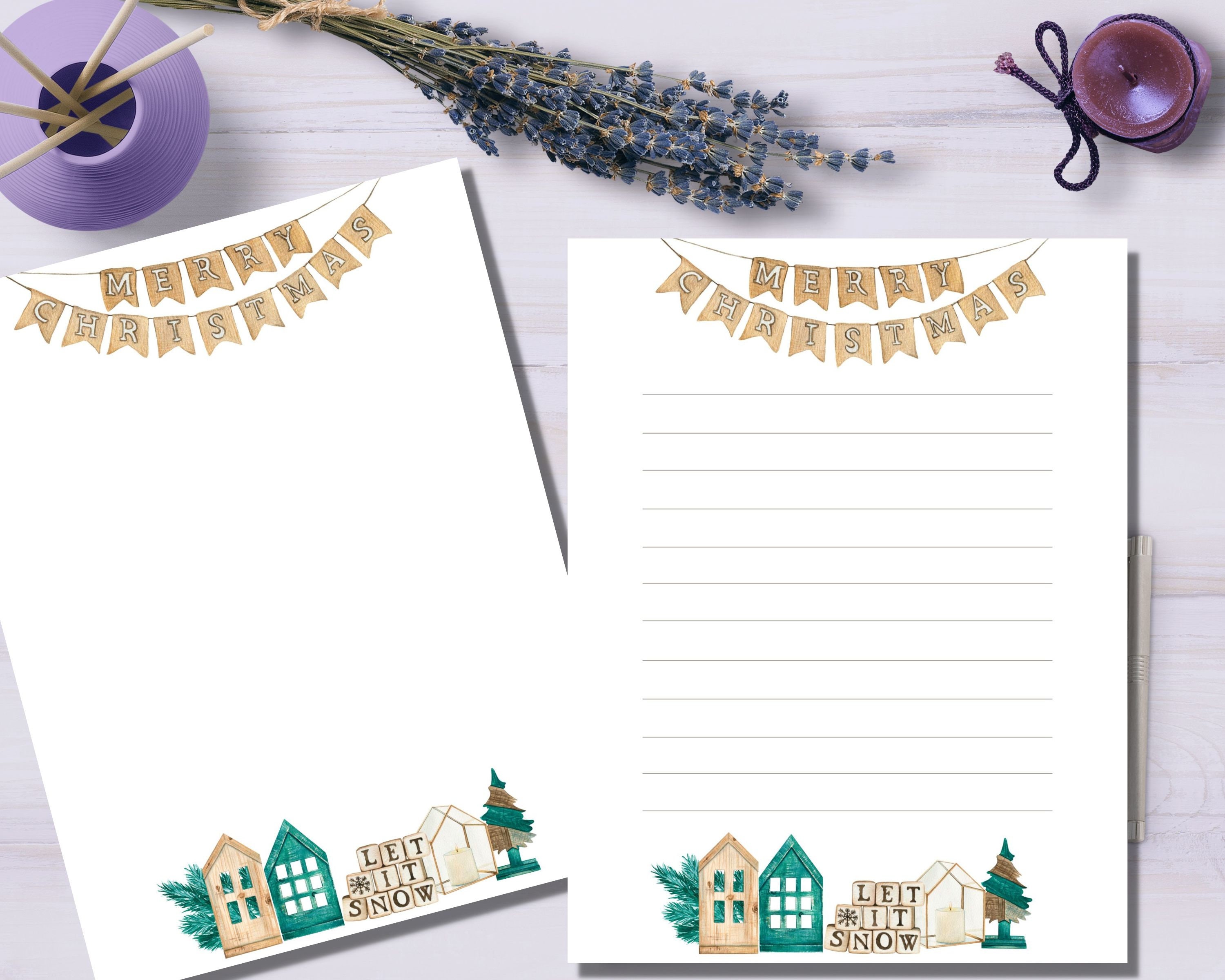 PRINTABLE Christmas Letter Paper, Scandinavian Writing Paper, Hygge ...
