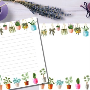 Potted Plant Printable Letter Paper, House Plants, Succulents, Writing ...