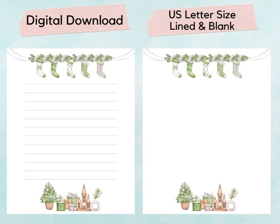 Christmas Letter Paper Printable Christmas Writing Paper | Etsy