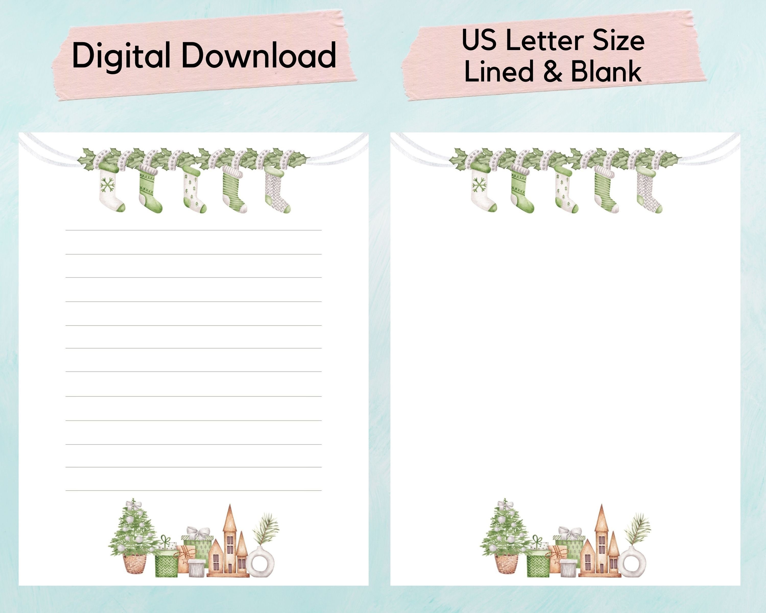 Christmas Letter Paper Printable, Christmas Writing Paper, Winter ...