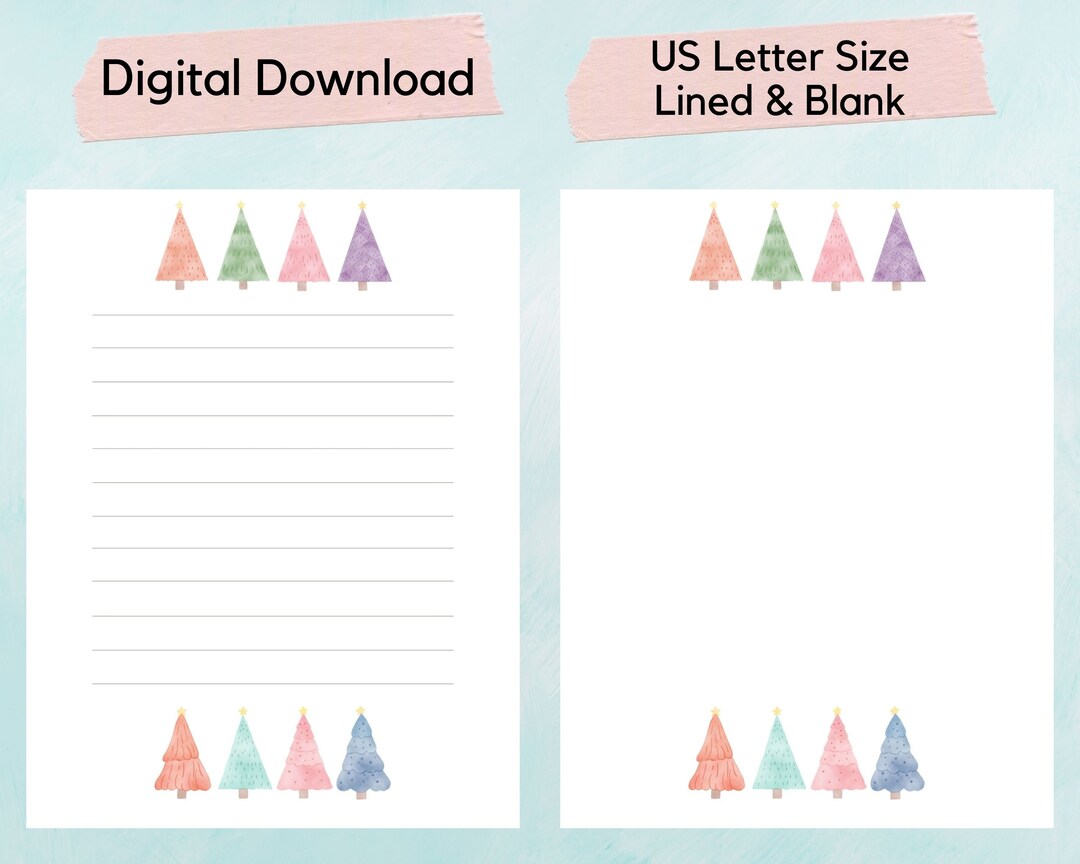Printable Christmas Writing Paper, Christmas Printable Paper, Christmas ...