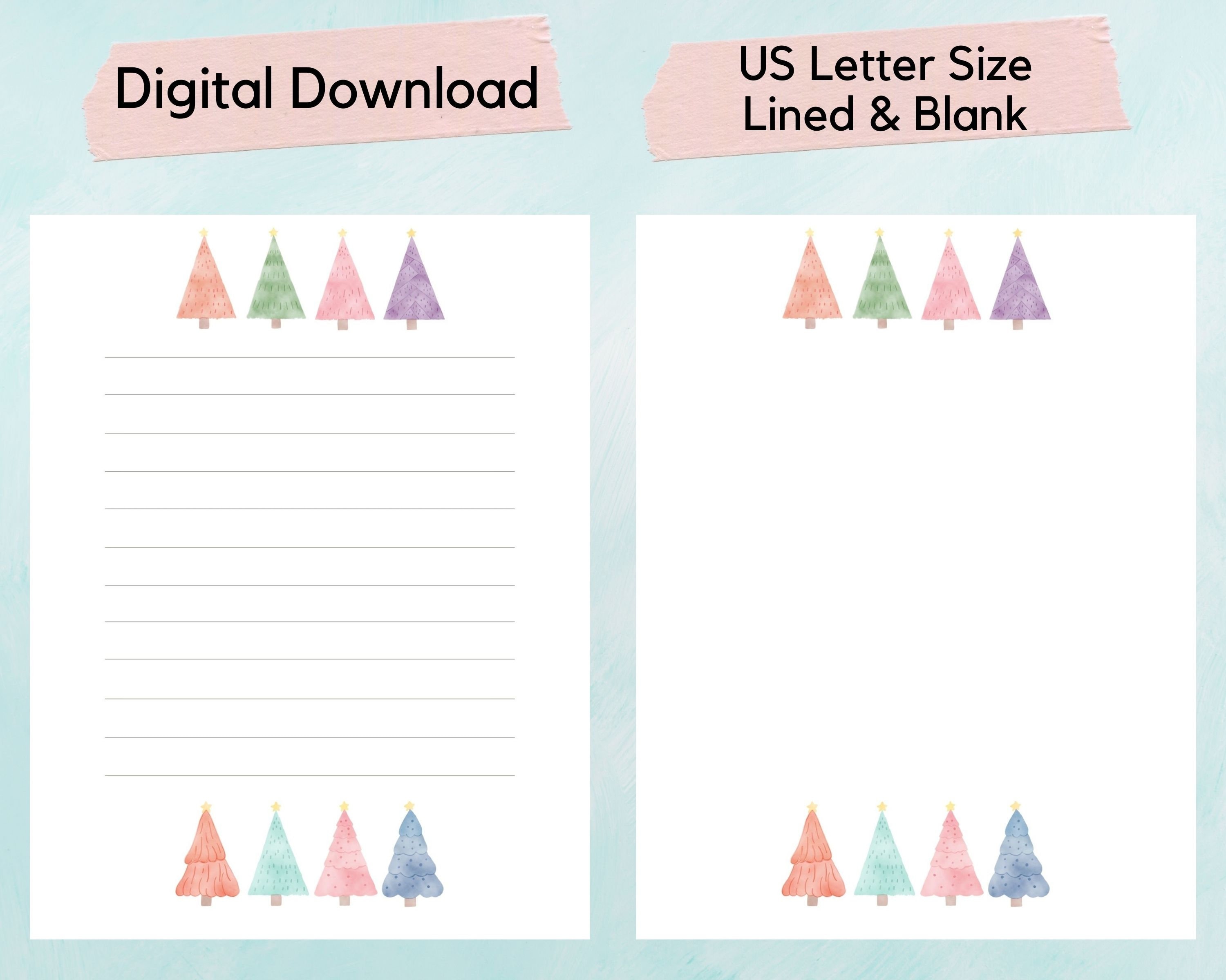 Printable Christmas Writing Paper, Christmas Printable Paper, Christmas ...