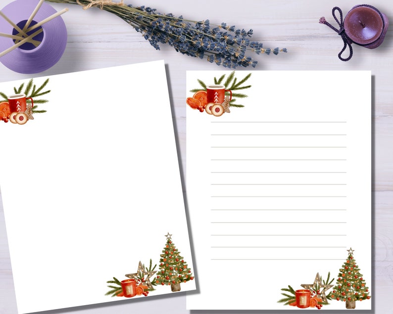 PRINTABLE Christmas Letter Paper, Christmas Decor Writing Paper ...