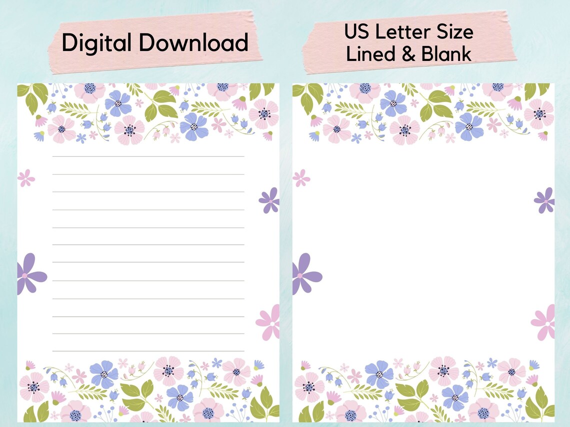 Printable Floral Writing Paper, Floral Letter Writing Paper, Spring ...