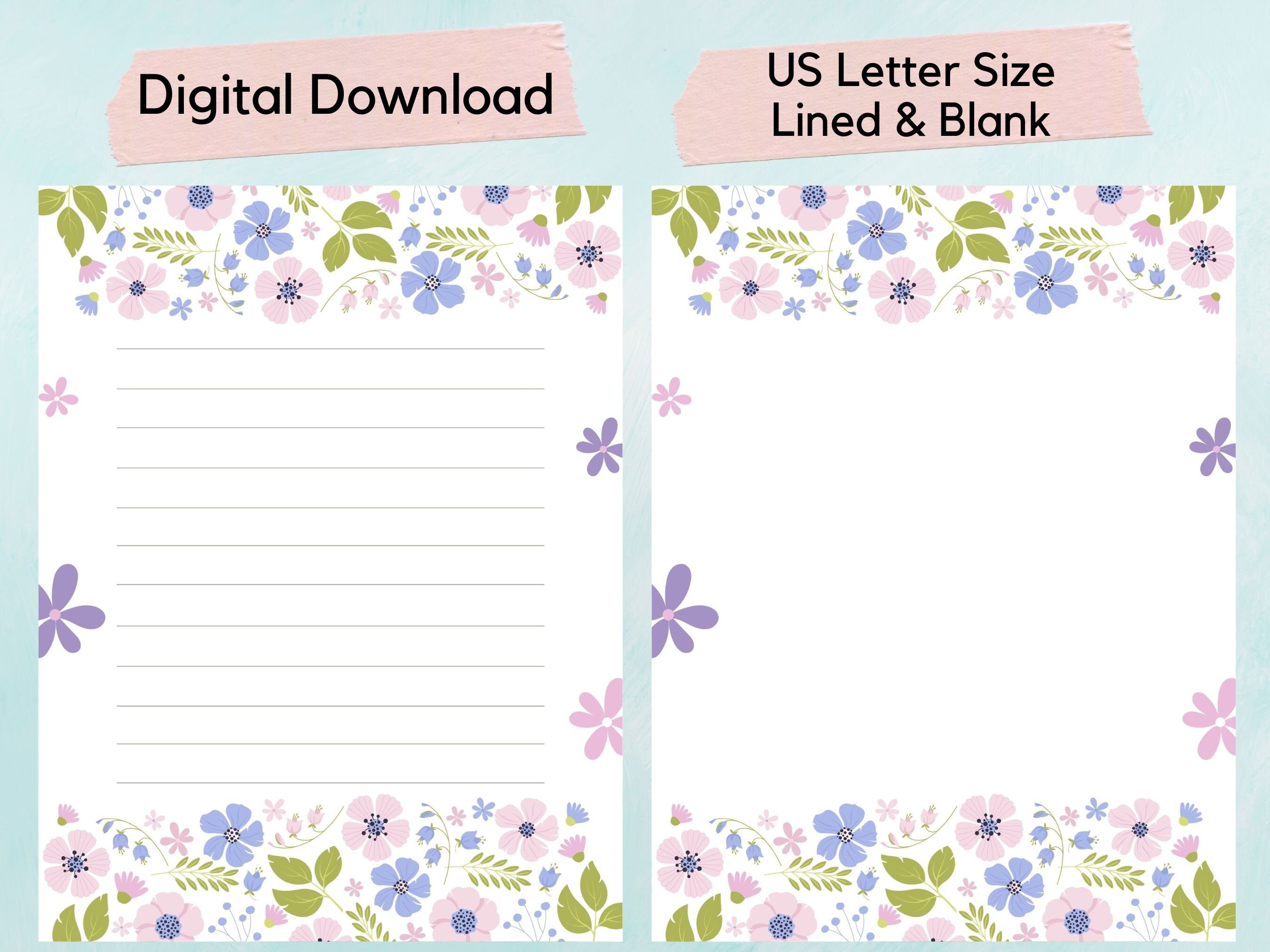 Printable Floral Writing Paper, Floral Letter Writing Paper, Spring ...