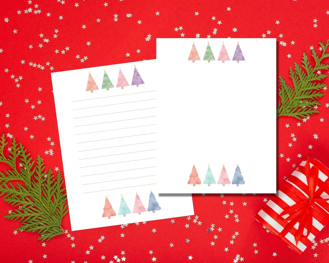 Printable Christmas Writing Paper, Christmas Printable Paper, Christmas ...