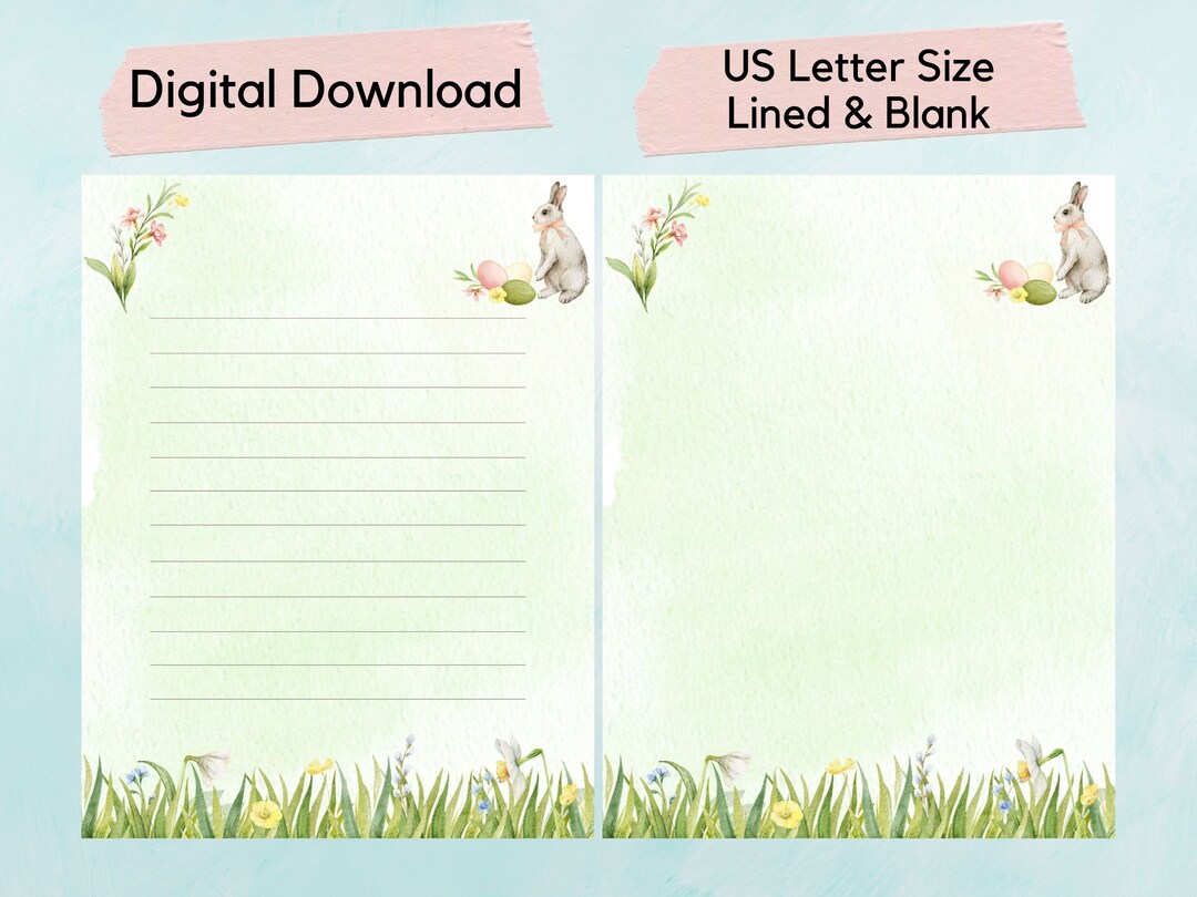 Printable Easter Bunny Letter Writing Paper, Easter Writing Paper ...