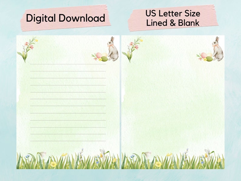Printable Easter Bunny Letter Writing Paper, Easter Writing Paper ...