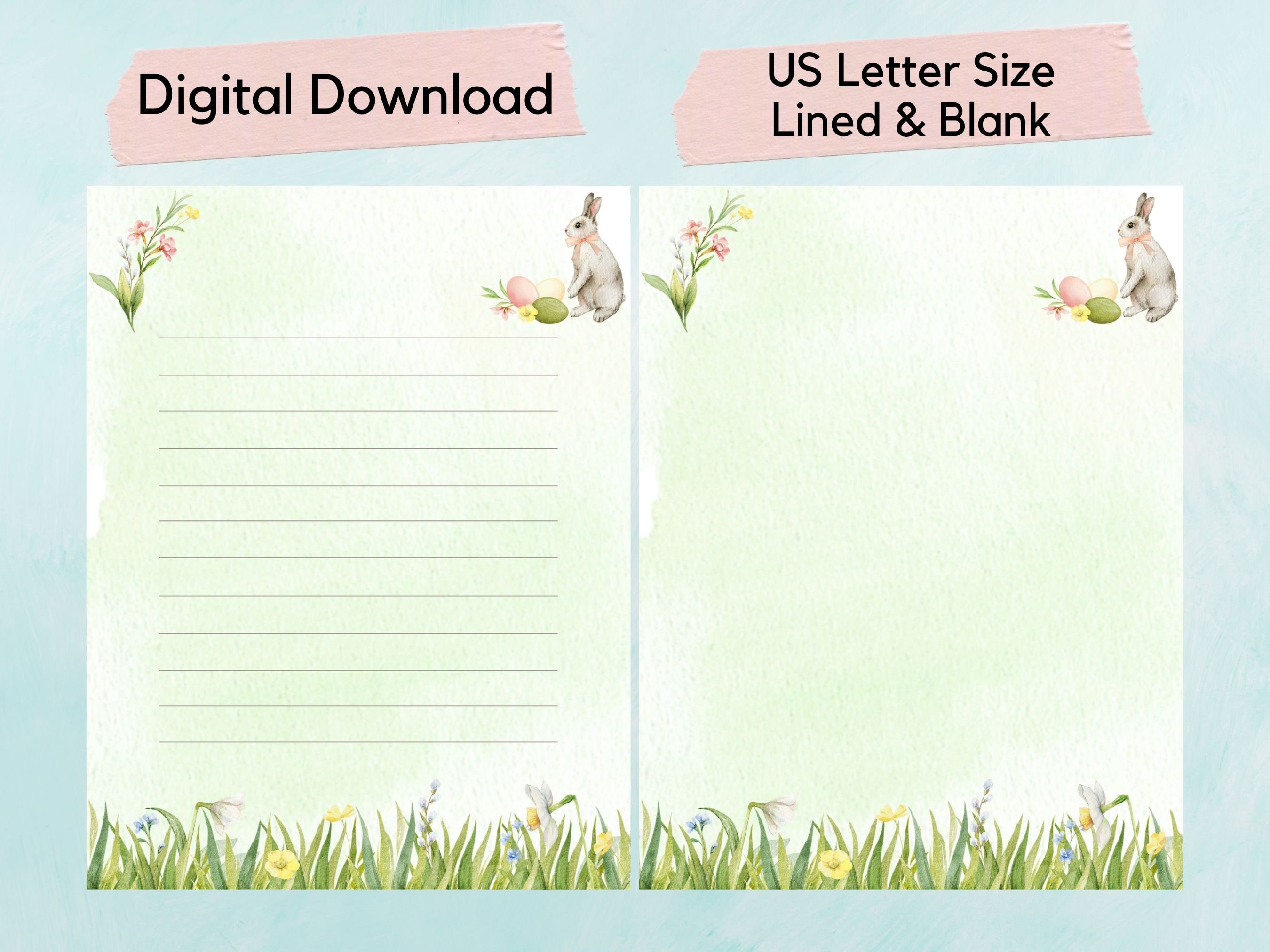 Printable Easter Bunny Letter Writing Paper, Easter Writing Paper ...