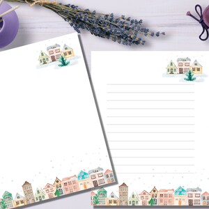 Winter Village Letter Paper Printable, Christmas Houses Writing Paper ...