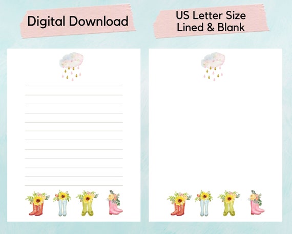 Sunflower Printable Letter Paper Sunflower Letter Paper | Etsy