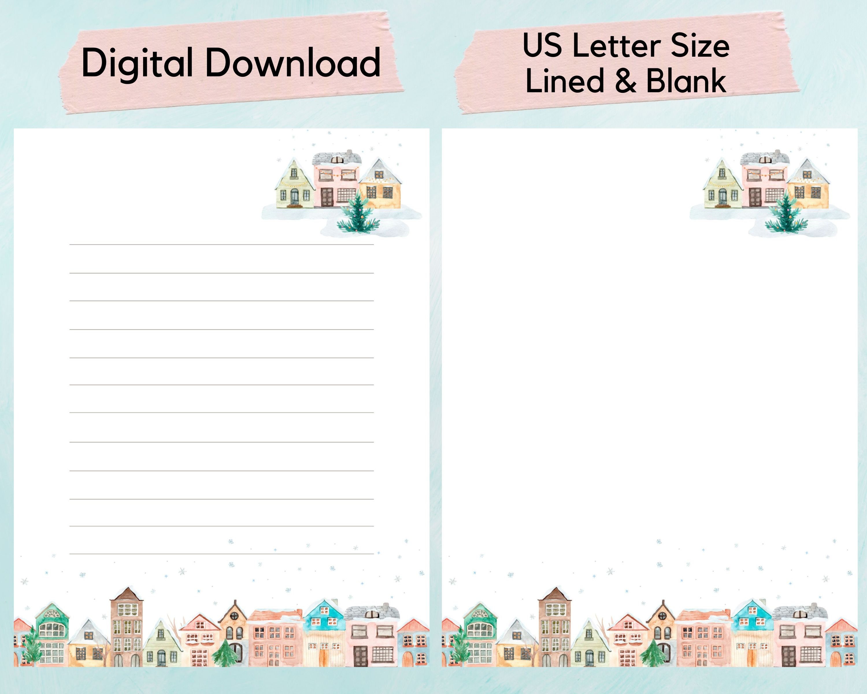 Winter Village Letter Paper Printable, Christmas Houses Writing Paper ...