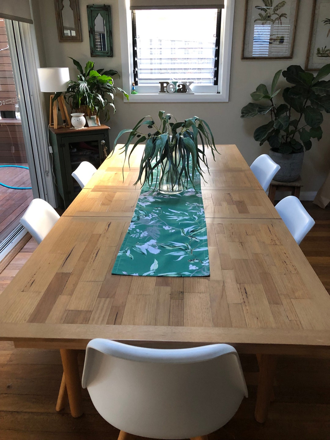 Table Runner Australian Eucalyptus and Gumnuts in Green and - Etsy