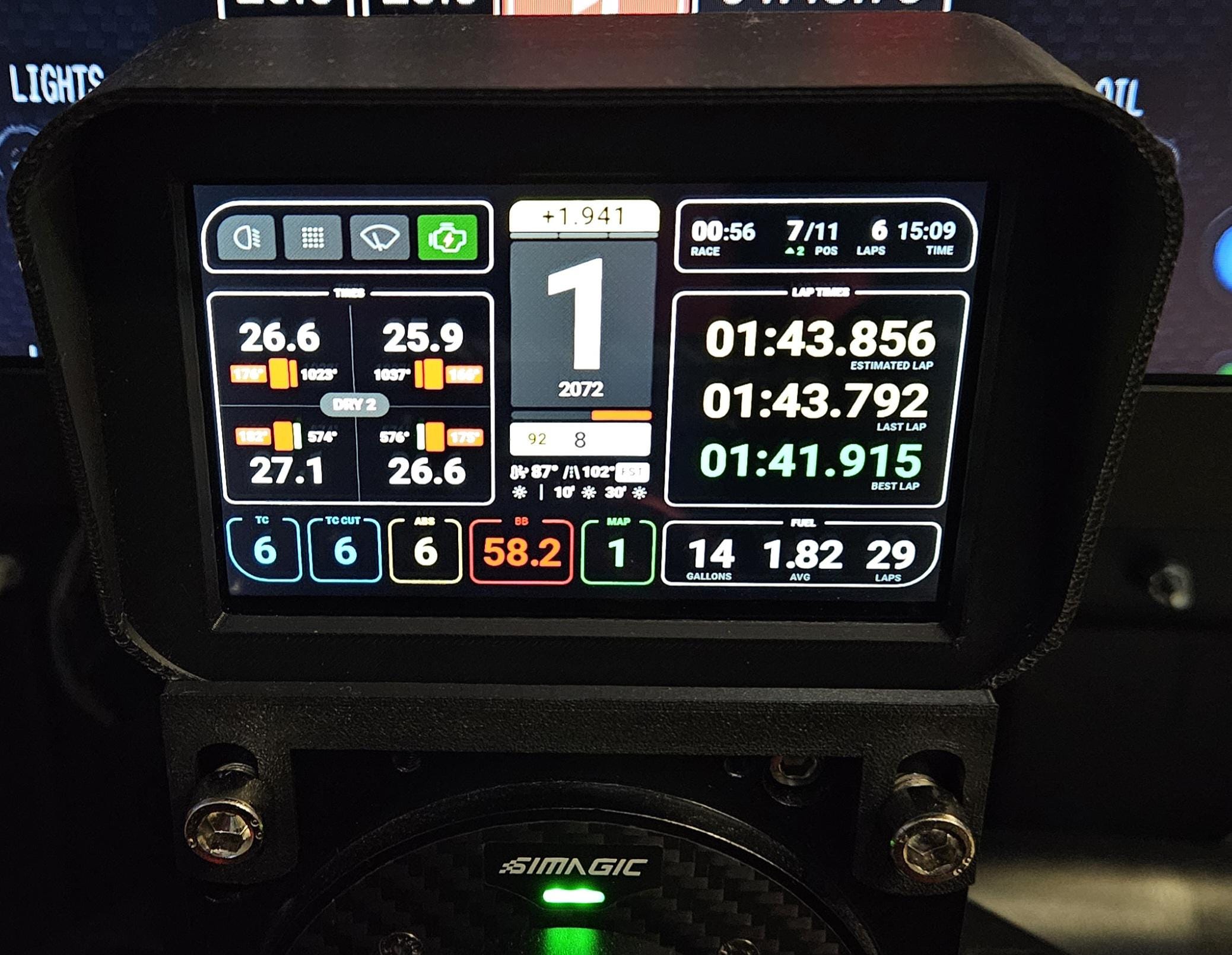 Sim Racing PC Dashboard: 4.3" Vocore Touchscreen Display - Etsy