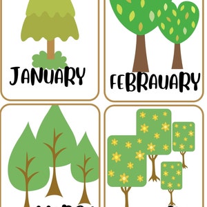 Months of the Year Flashcards With Trees. Trees Represent the | Etsy