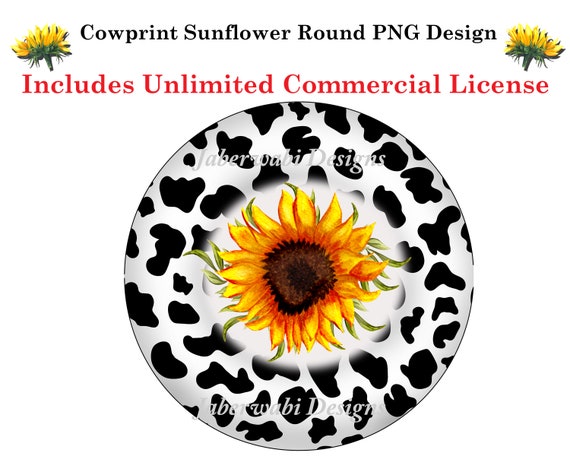 Cowprint Sunflower Western PNG Design Animal Cowhide - Etsy