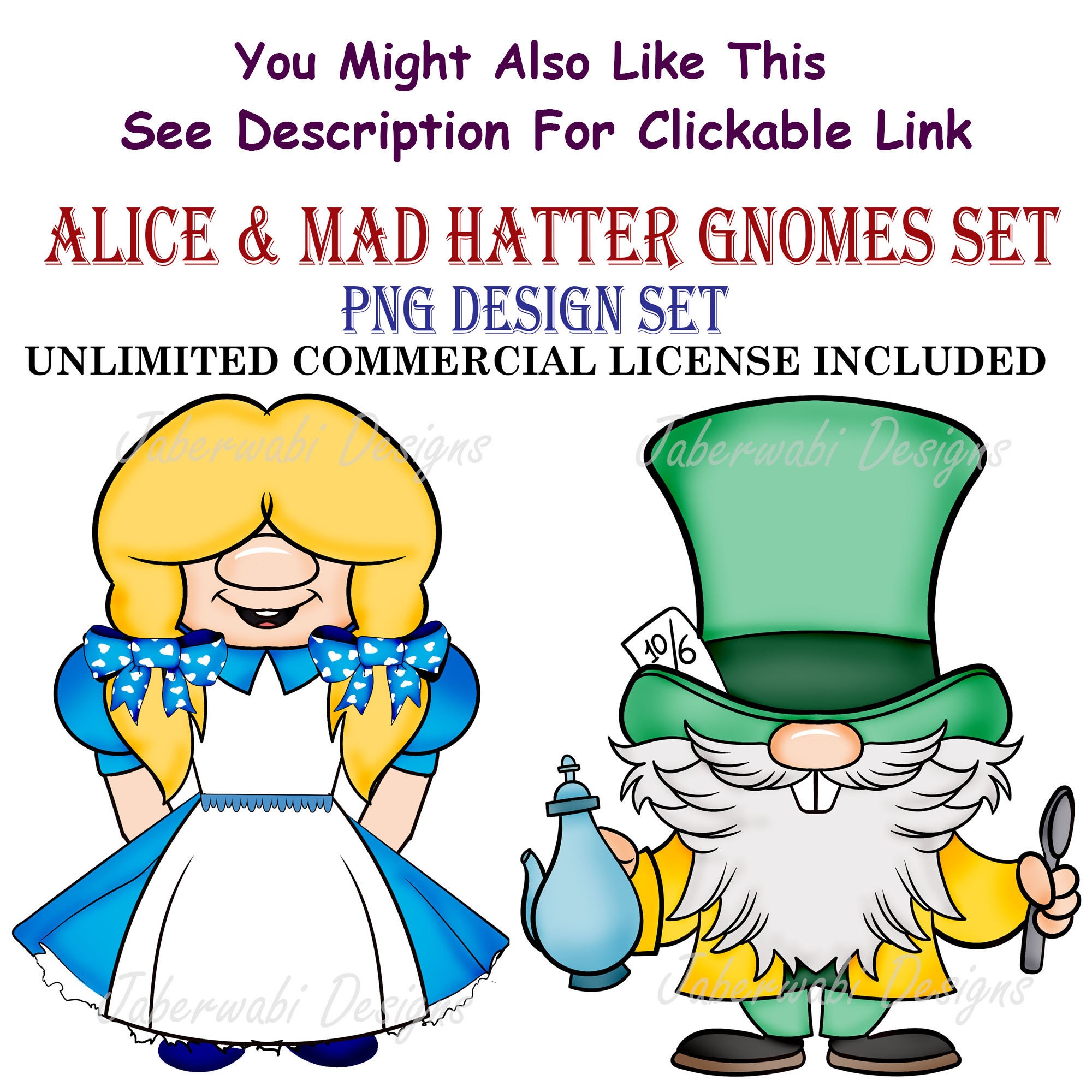 Red Queen & White Rabbit Gnomes PNG Design Set |alice in Wonderland ...