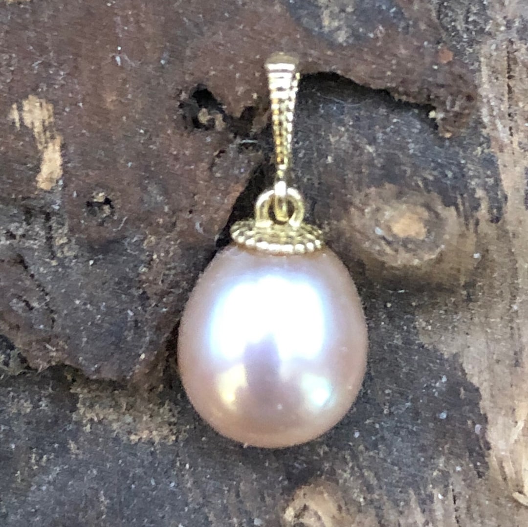 14K Gold Freshwater Pearl Drop - Etsy