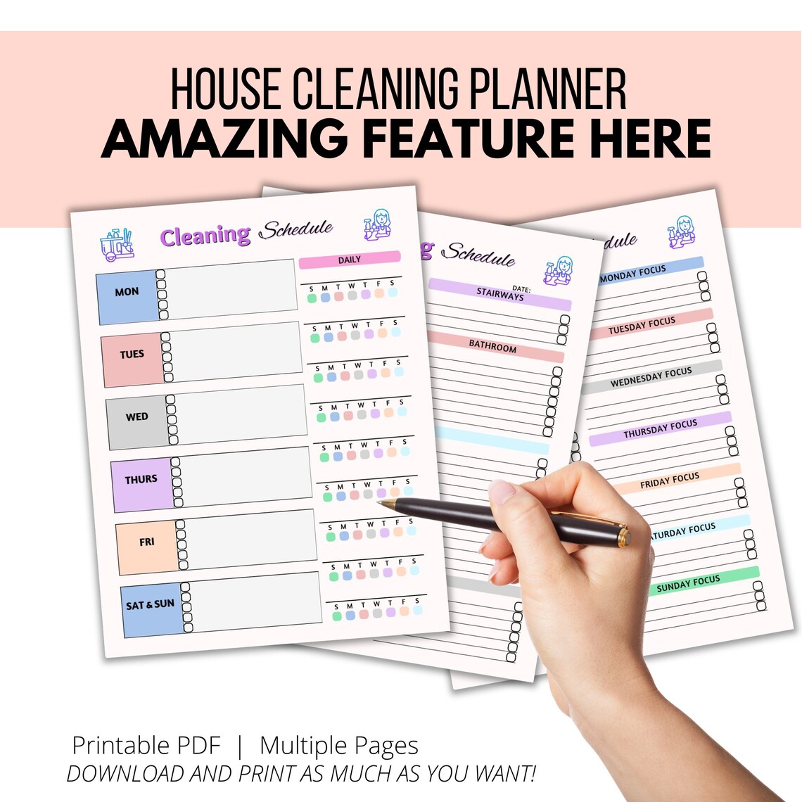 Editable Cleaning Schedule Bundle, Printable, Daily, Weekly, Monthly ...