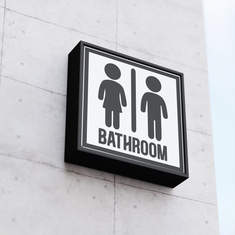 Bathroom Sign Sticker, Permanent Vinyl Decal, Washroom Sign Decal, Men ...