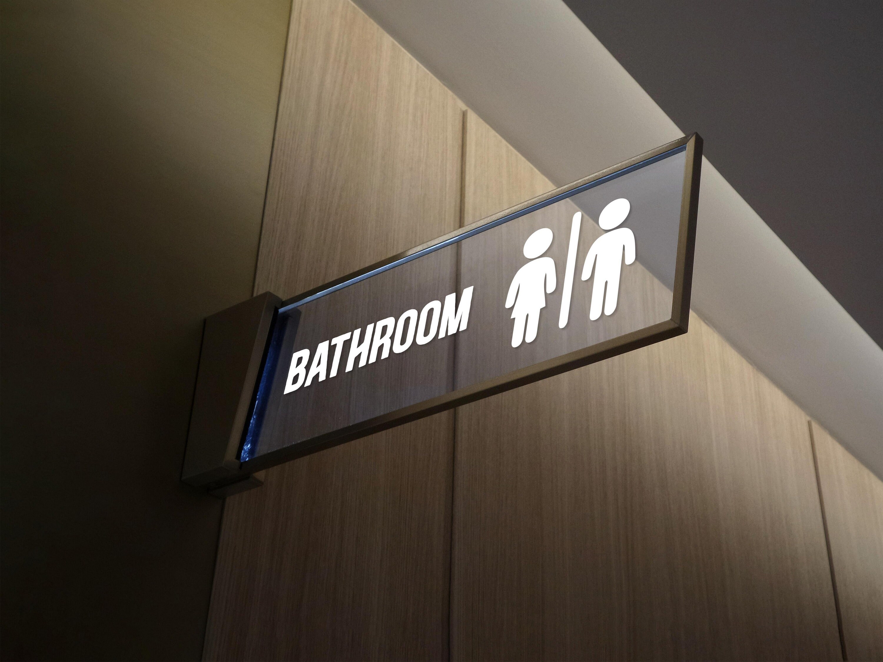 Bathroom Sign Sticker, Permanent Vinyl Decal, Washroom Sign Decal, Men ...