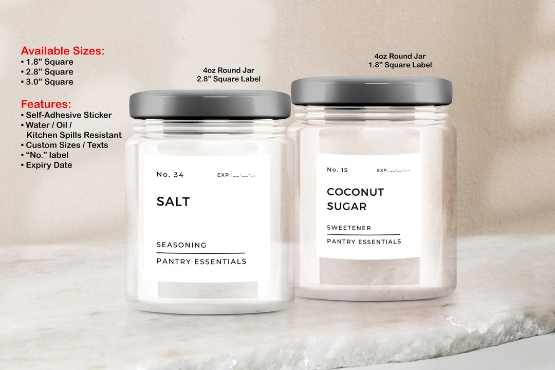 Pantry Jar Labels Set for Kitchen Organization Custom Labels for ...