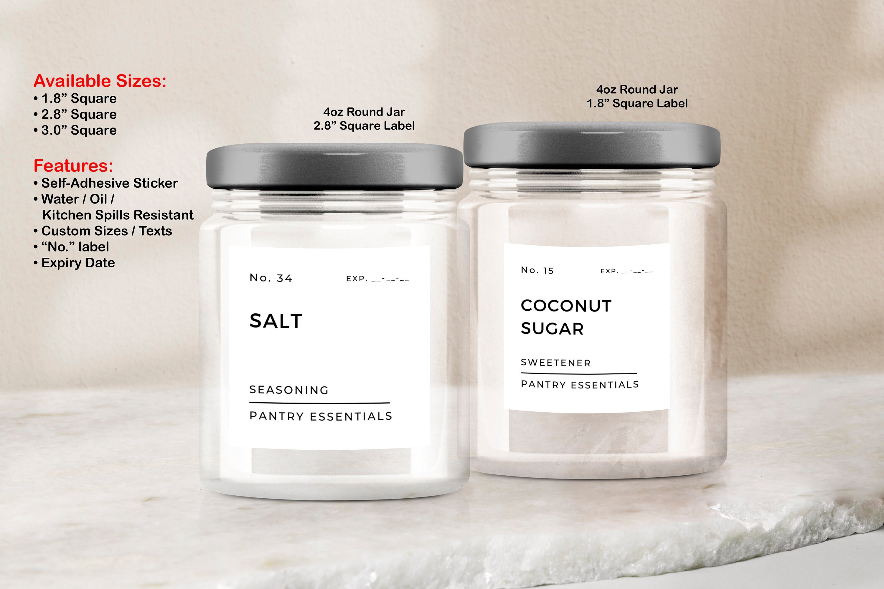 Pantry Jar Labels Set for Kitchen Organization • Custom Labels for ...