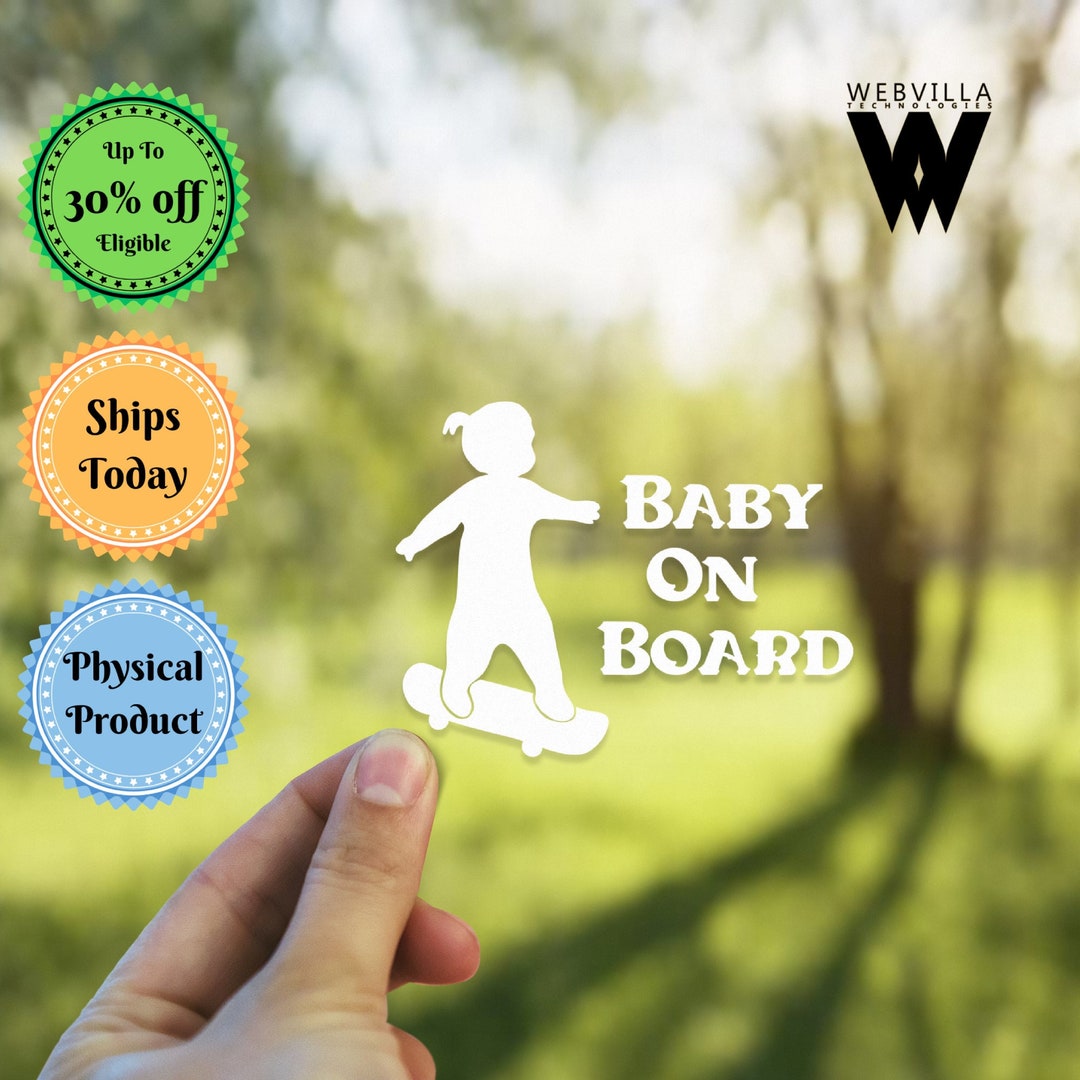 Skateboard Baby on Board Decal, Car Decal, Vinyl Sticker, Baby Sticker ...