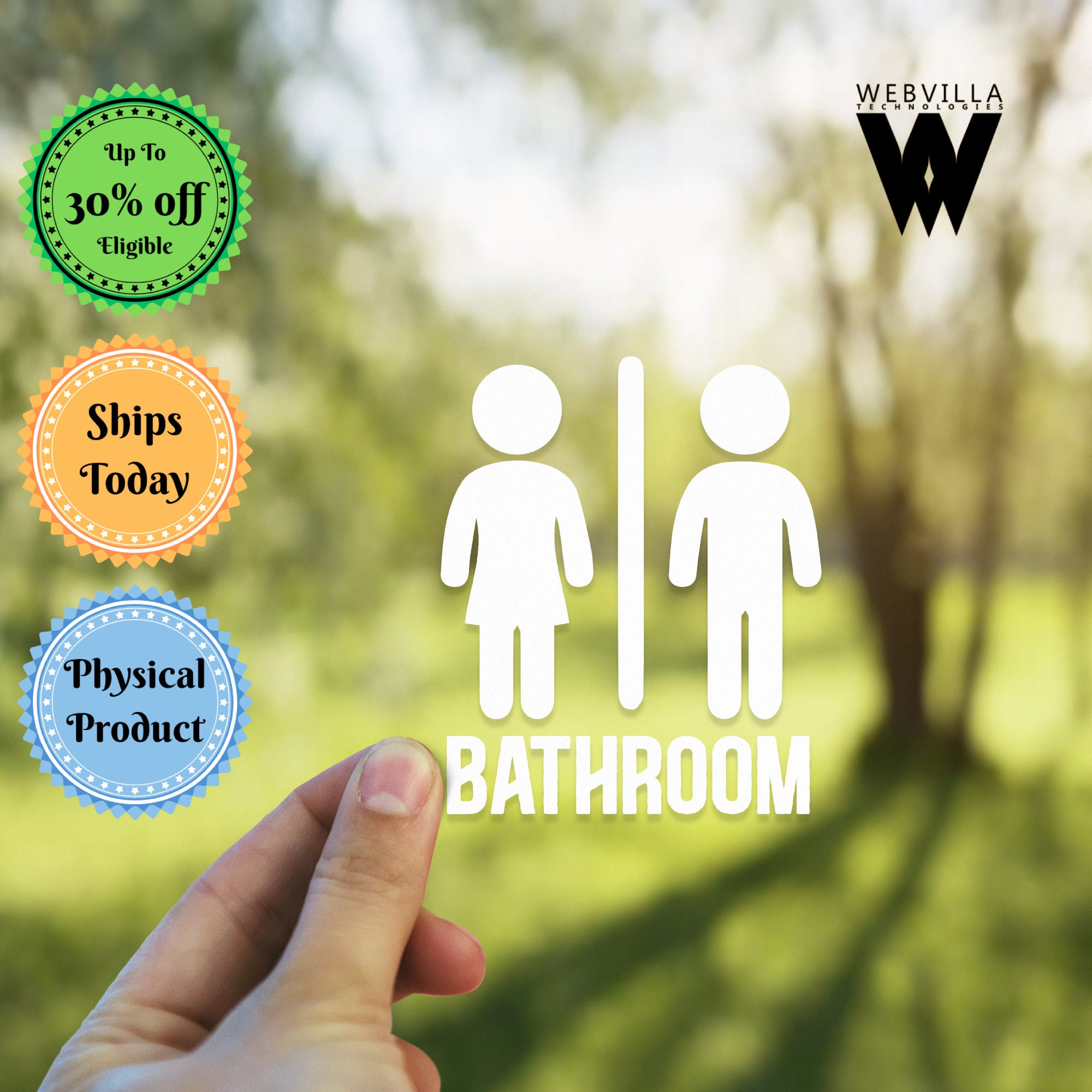 Bathroom Sign Sticker, Permanent Vinyl Decal, Washroom Sign Decal, Men ...