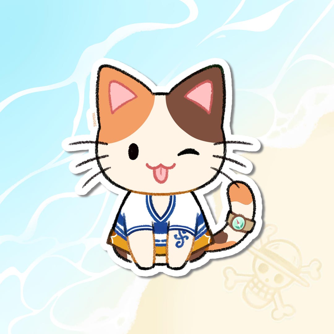 Nami Cat One Piece Sticker | Cute Anime Waterproof Stationery Sticker ...