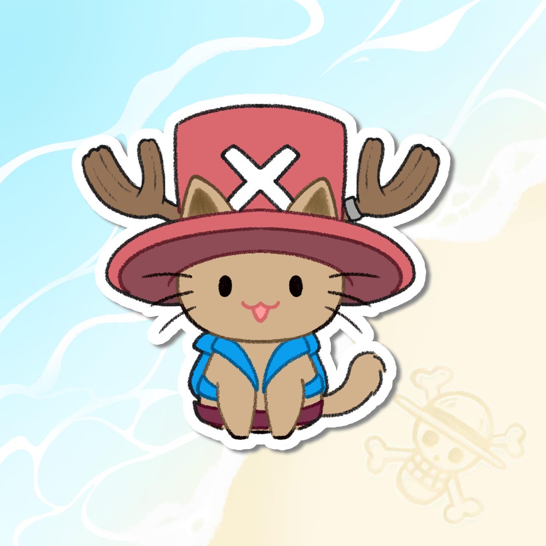 Chopper Cat One Piece Sticker | Cute Anime Waterproof Stationery ...
