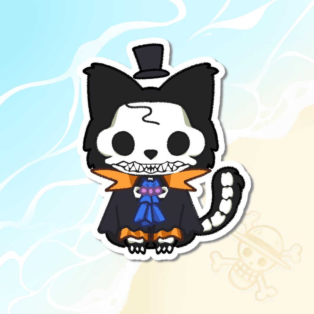 Brook Cat One Piece Sticker | Cute Anime Waterproof Stationery Sticker ...