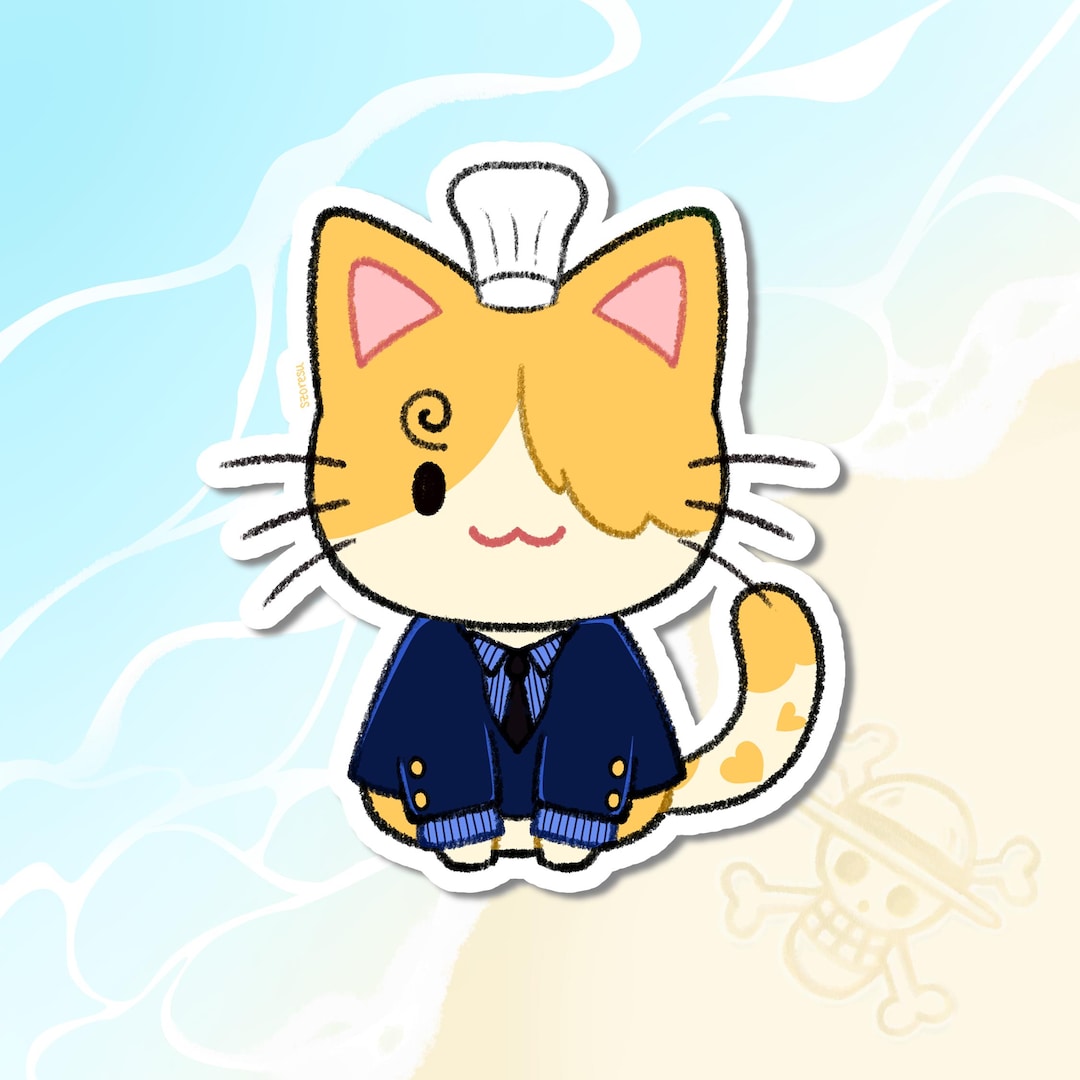 Sanji Cat One Piece Sticker | Cute Anime Waterproof Stationery Sticker ...