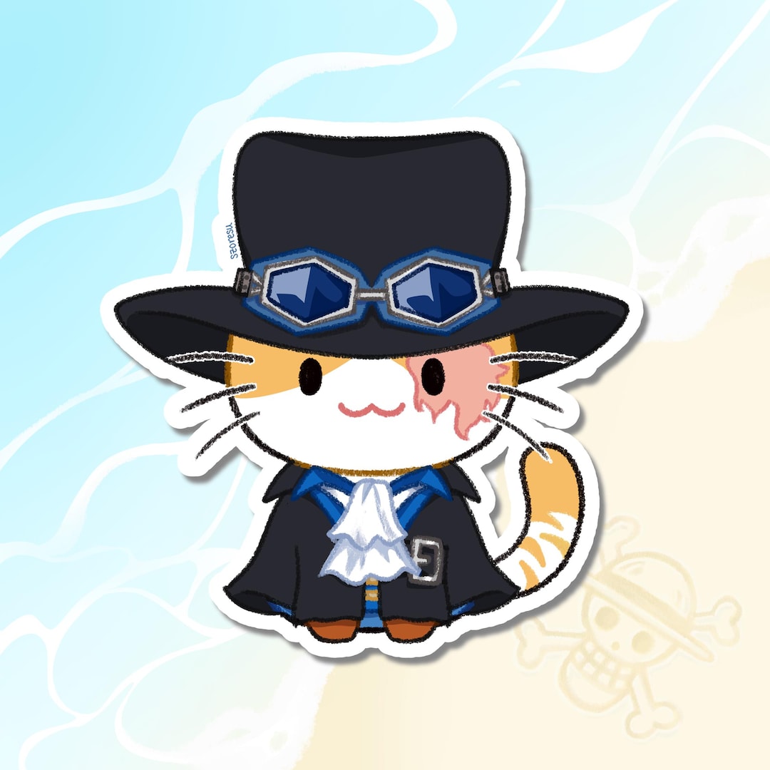 Sabo Cat One Piece Sticker | Cute Anime Waterproof Stationery Sticker ...