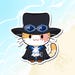 Sabo Cat One Piece Sticker | Cute Anime Waterproof Stationery Sticker ...