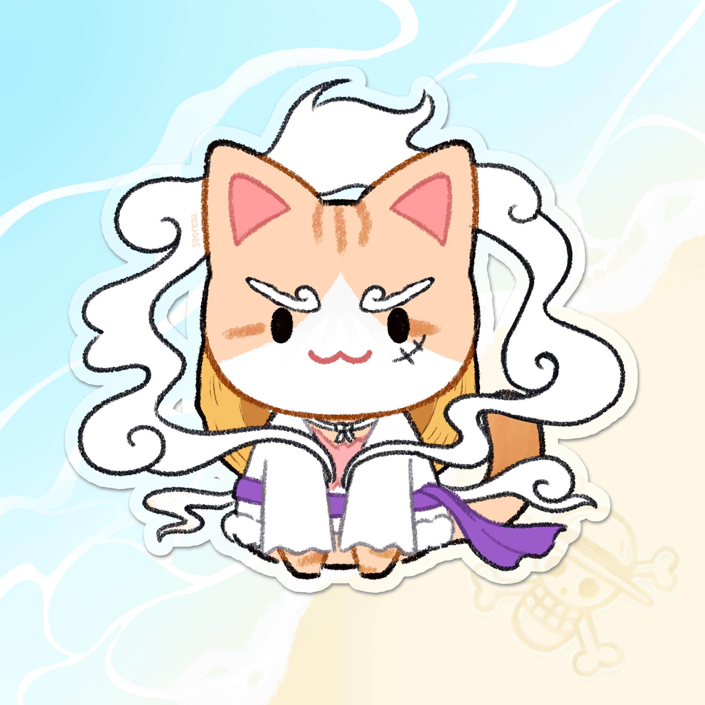 Sabo Cat One Piece Sticker | Cute Anime Waterproof Stationery Sticker ...